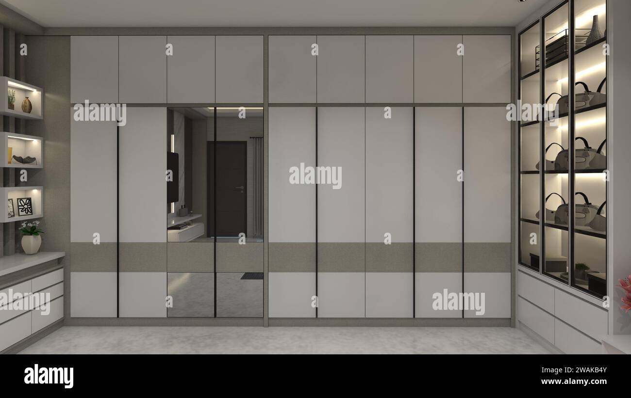 Awesome Walk in Closet Design with Modern Wardrobe Clothes Cabinet ...