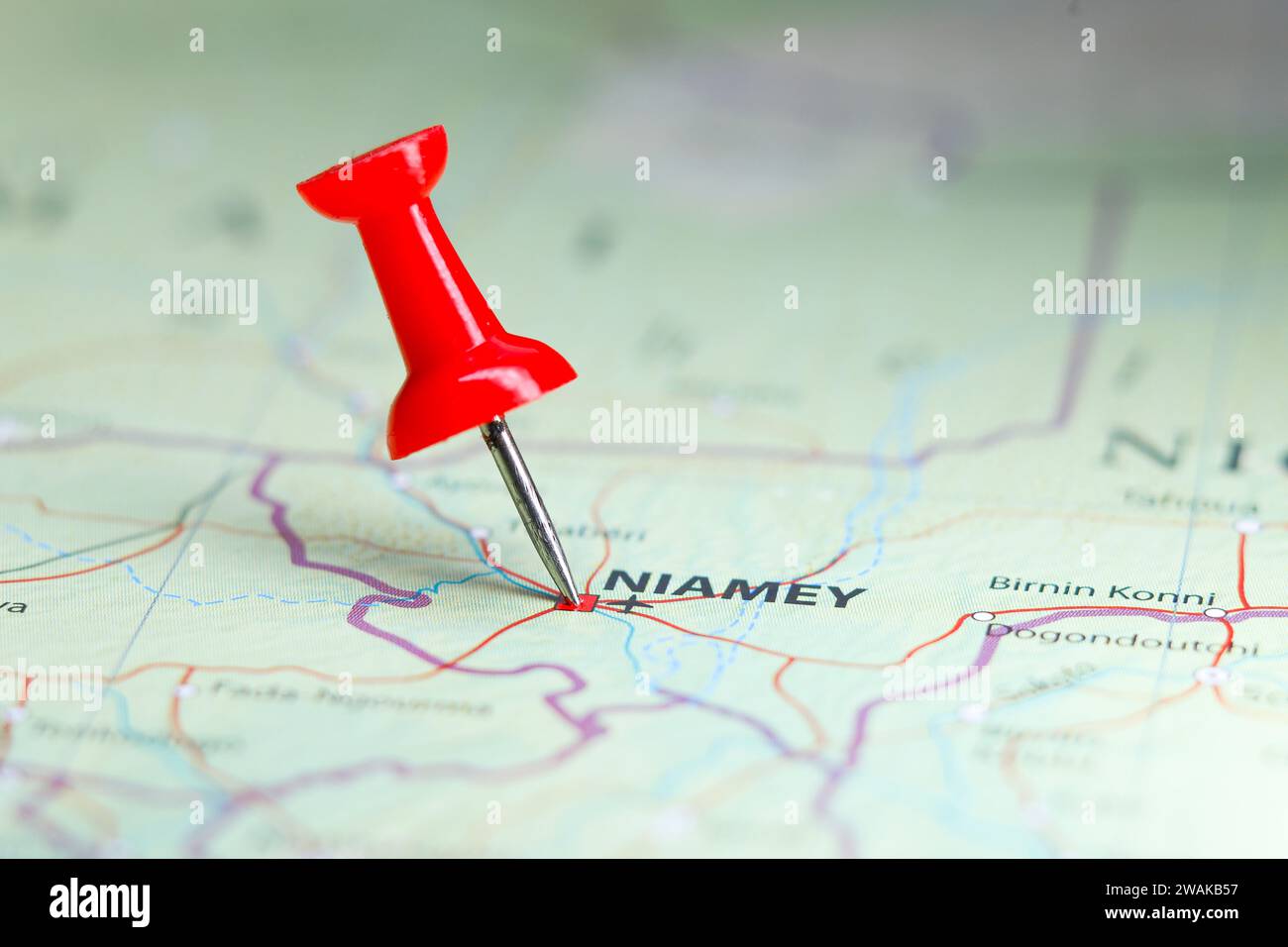 Niamey, Niger pin on map Stock Photo - Alamy