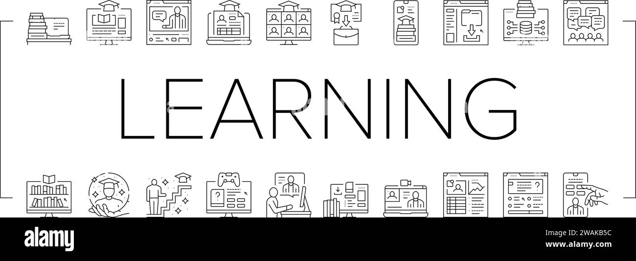 online learning platform web icons set vector Stock Vector Image & Art ...