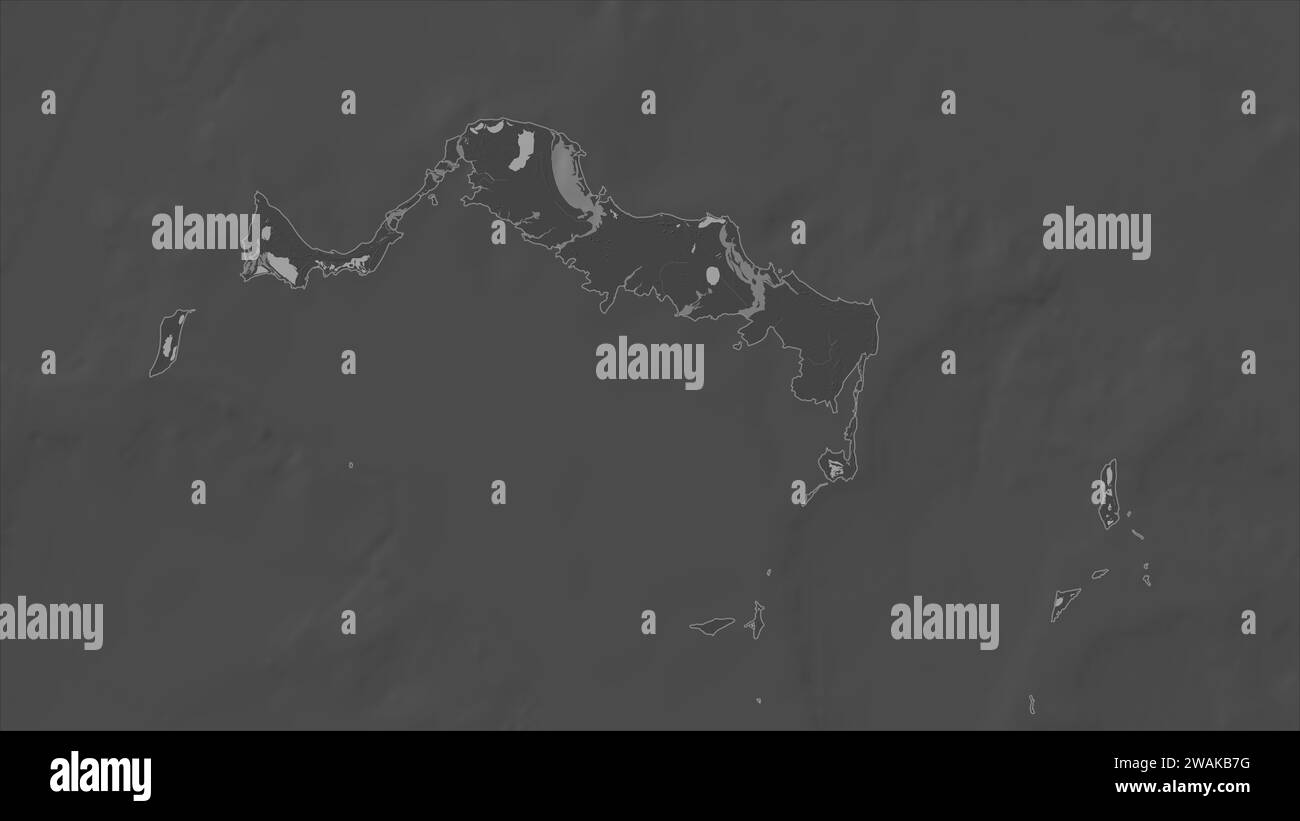 Turks and Caicos Islands highlighted on a Bilevel elevation map with lakes and rivers Stock ...