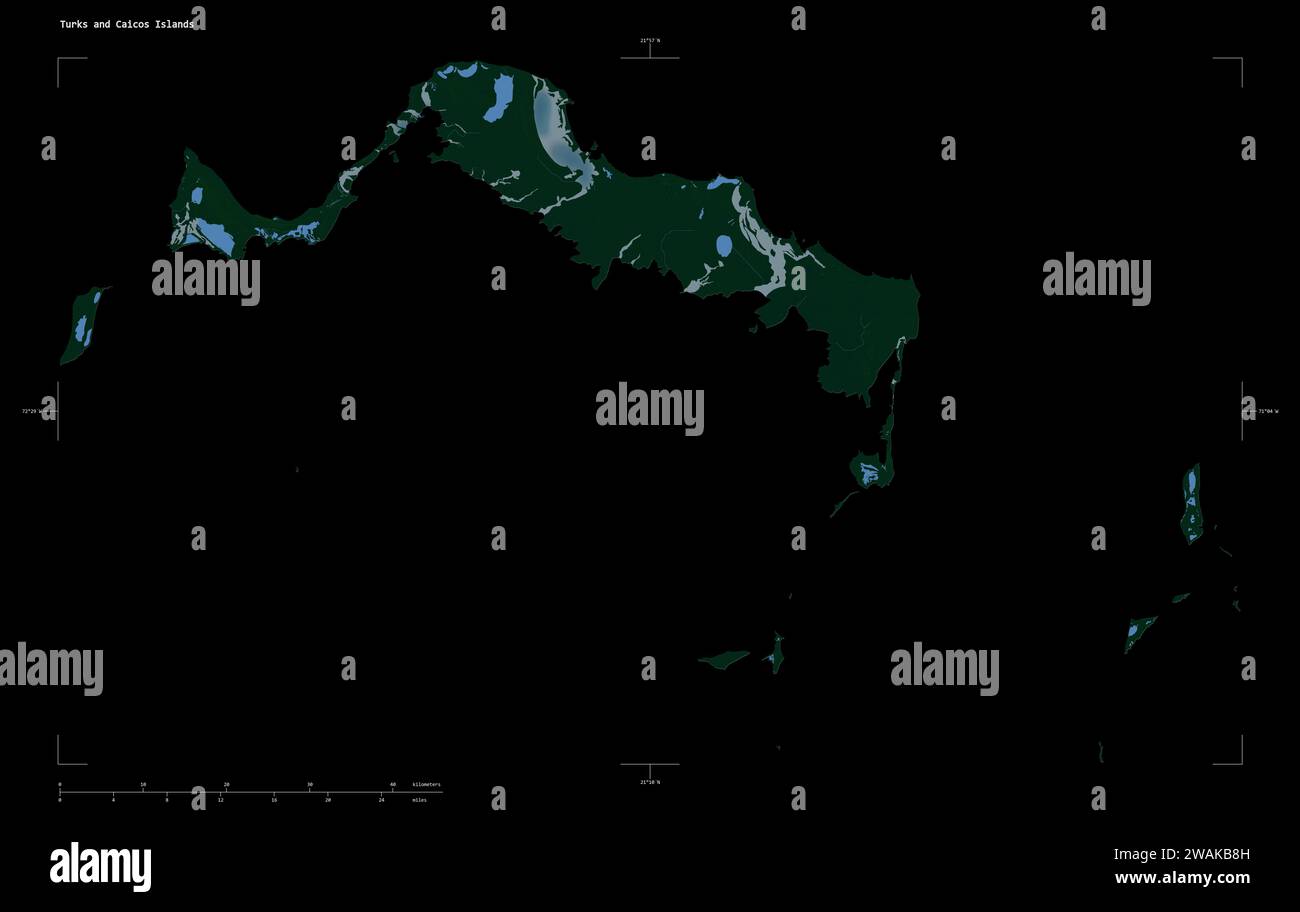 Shape of a Colored elevation map with lakes and rivers of the Turks and ...