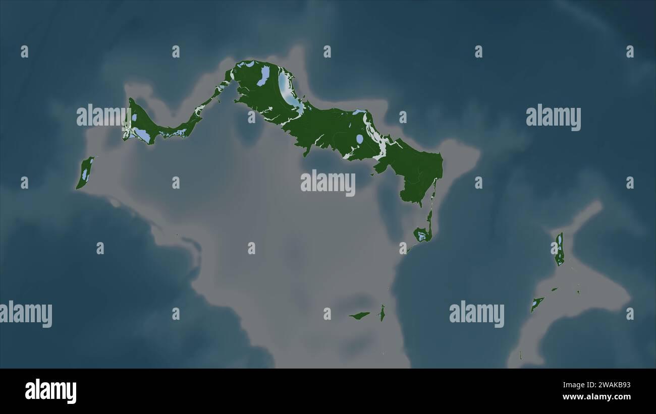 Turks and Caicos Islands highlighted on a Pale colored elevation map with lakes and rivers Stock ...