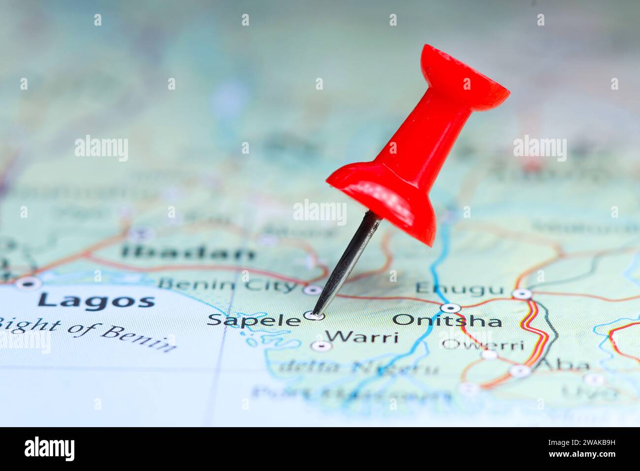 Sapele, Nigeria pin on map Stock Photo - Alamy