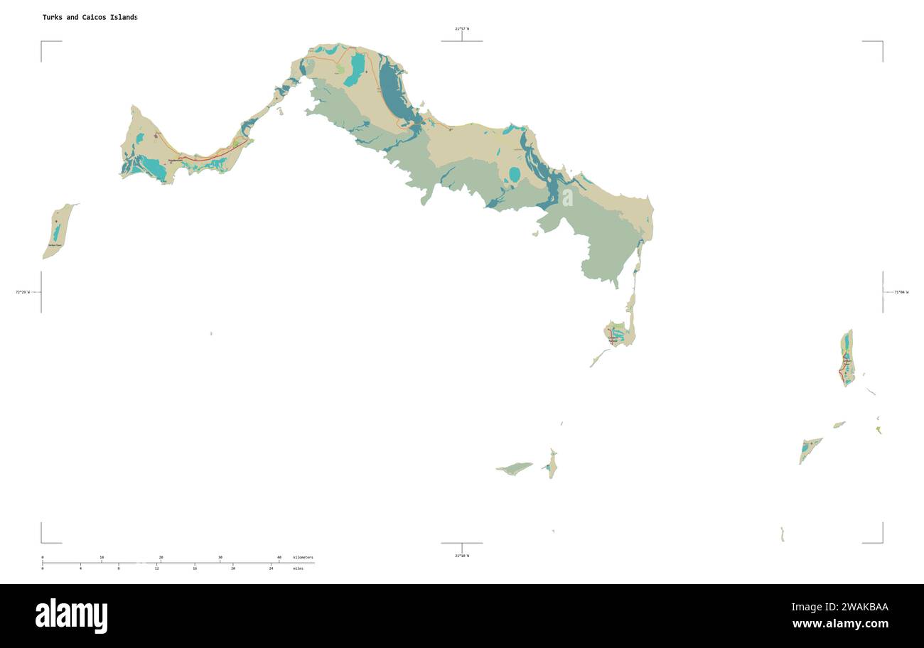 Shape of a topographic, OSM Humanitarian style map of the Turks and ...