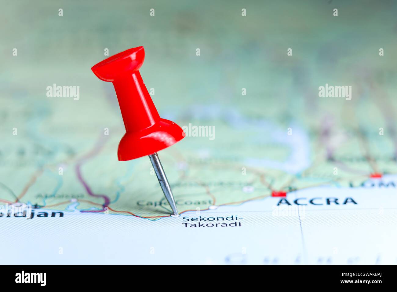 Sekondi Takoradi, Ghana pin on map Stock Photo - Alamy