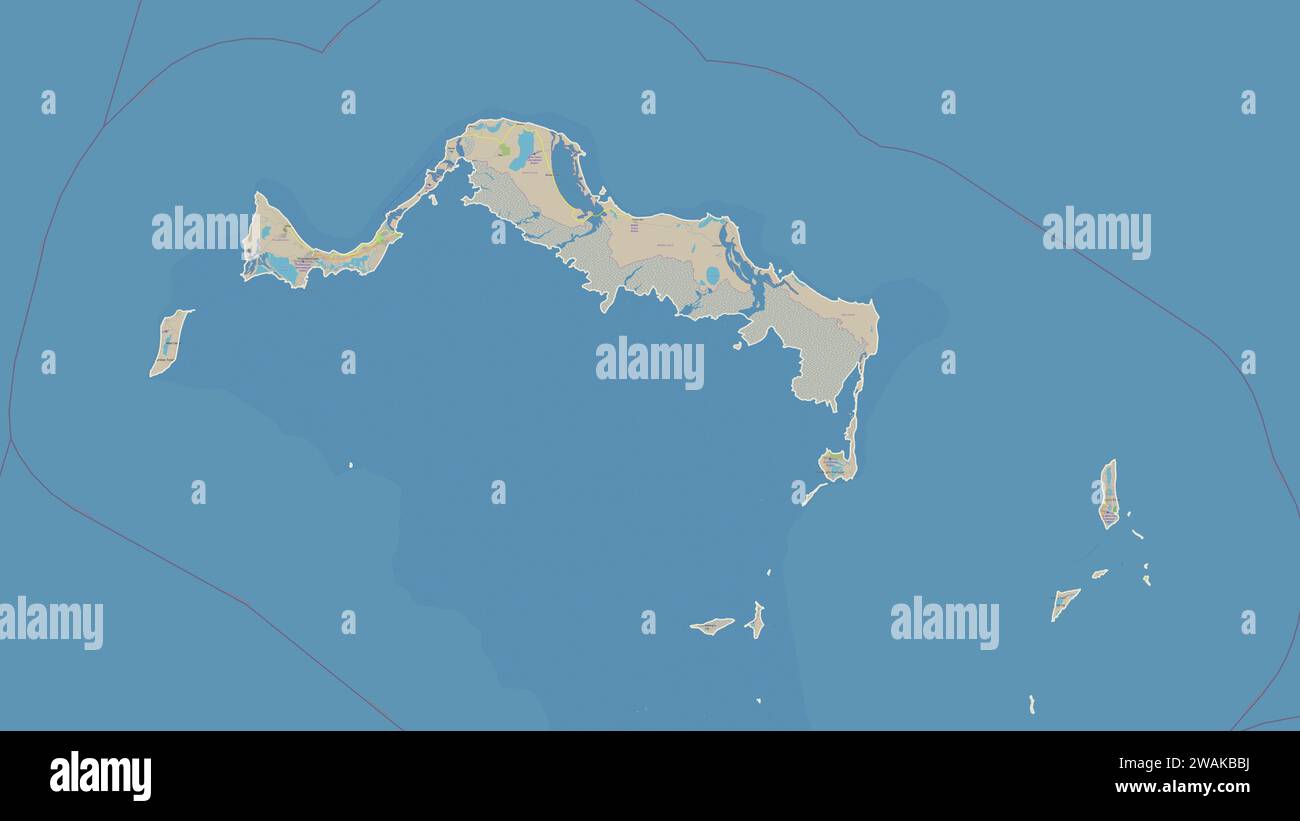 Turks and Caicos Islands outlined on a topographic, OSM standard style map Stock Photo - Alamy