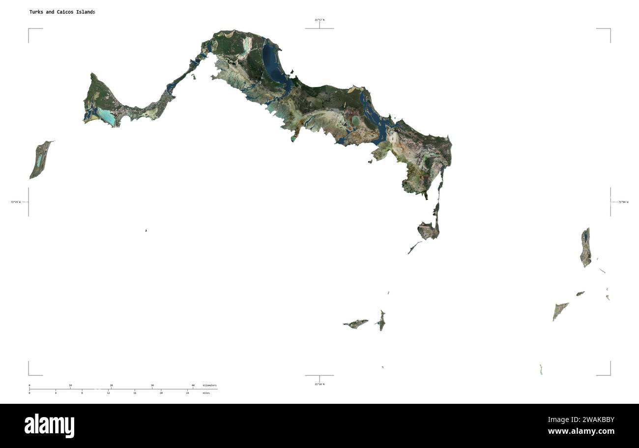 Shape of a high resolution satellite map of the Turks and Caicos ...