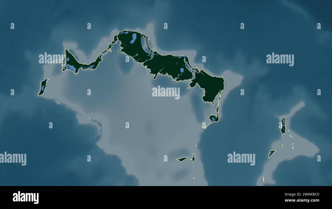 Turks and Caicos Islands outlined on a Colored elevation map with lakes and rivers Stock Photo ...