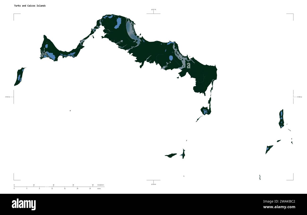 Shape of a Colored elevation map with lakes and rivers of the Turks and ...