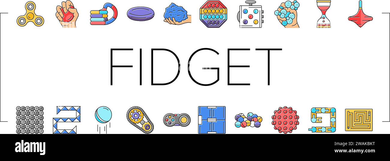 fidget toy fun antistress game icons set vector Stock Vector Image ...