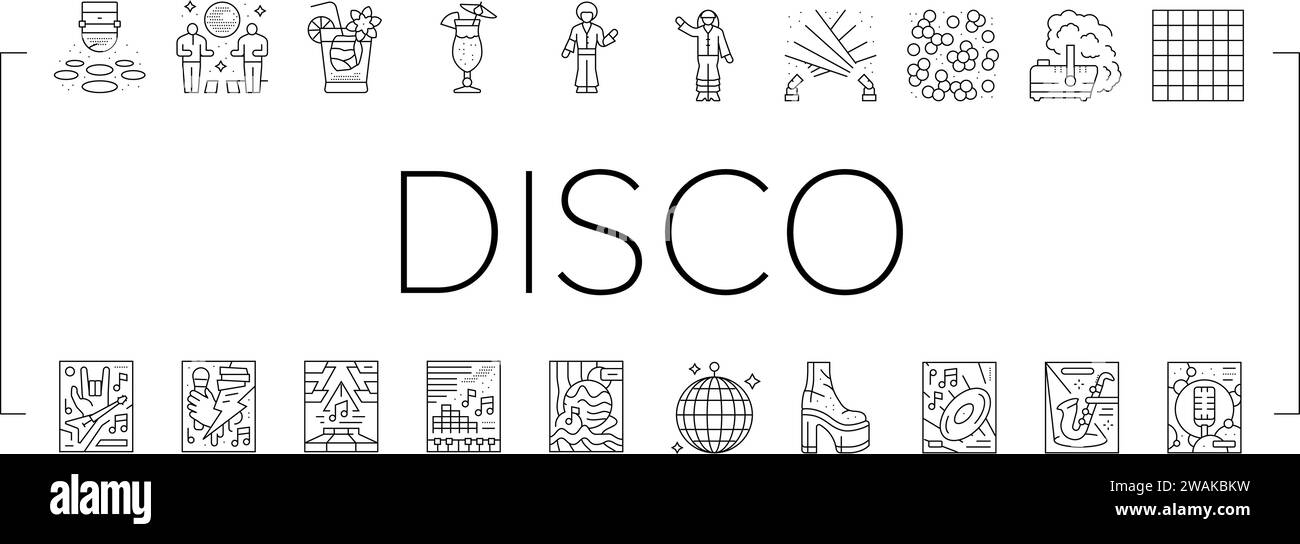 disco party music night dance icons set vector Stock Vector Image & Art ...