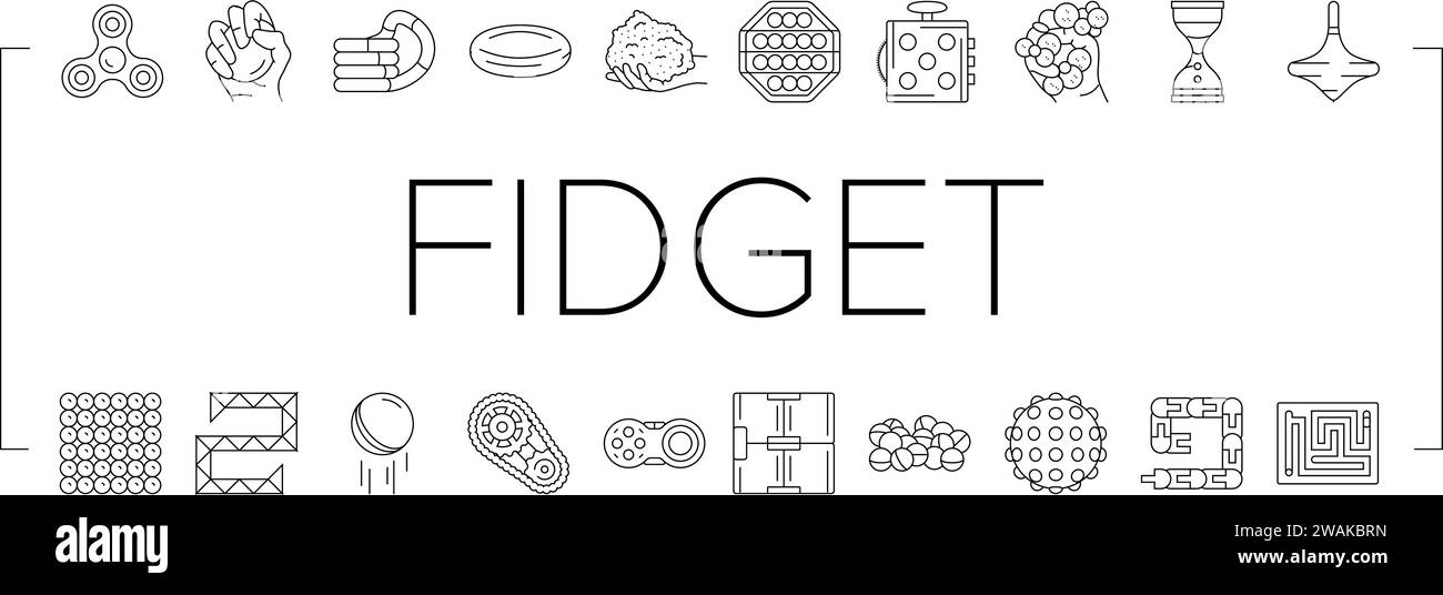 fidget toy fun antistress game icons set vector Stock Vector Image ...