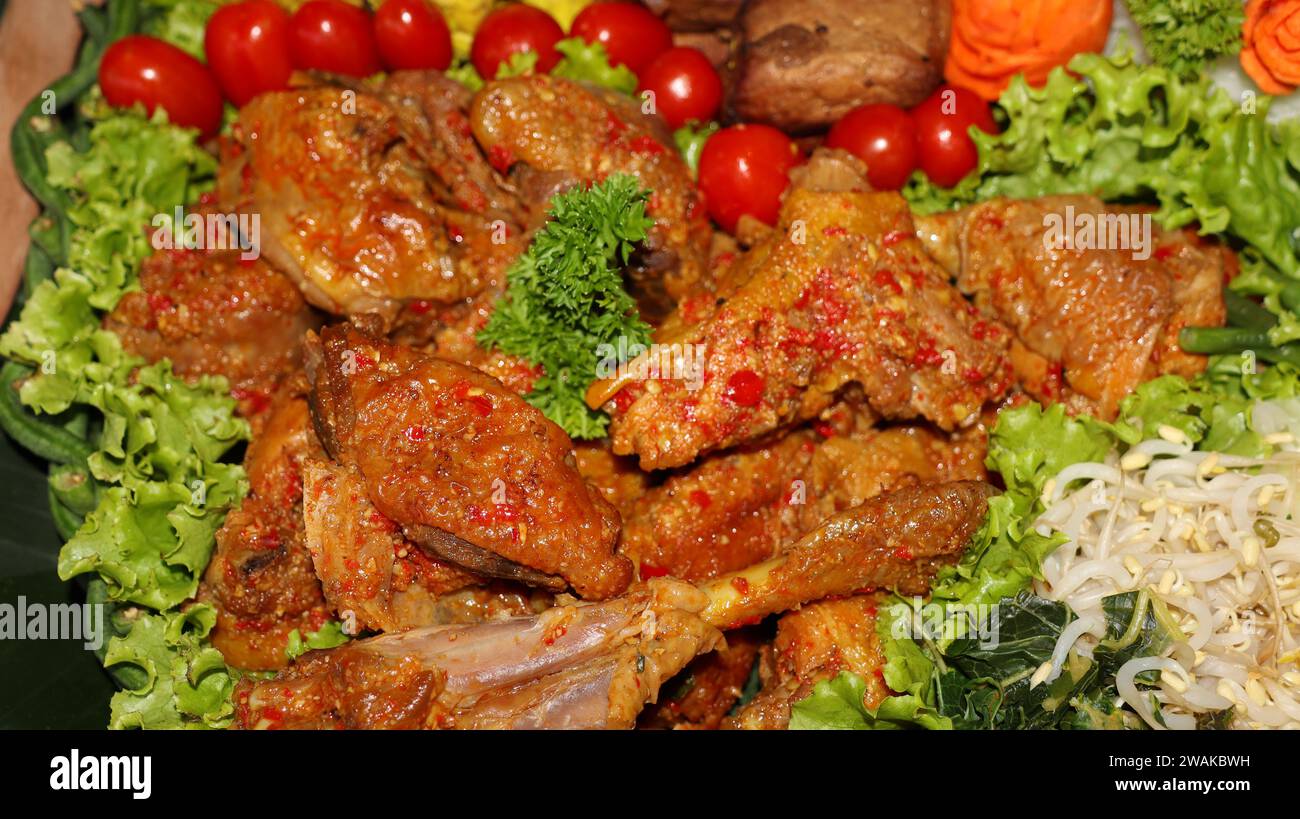 Many dishes Indonesia traditional food for special occasion from several regional cuisines in ...