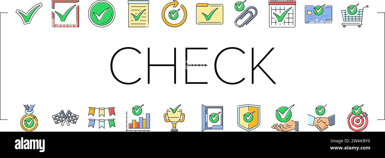 check mark tick ok icons set vector Stock Vector Image & Art - Alamy