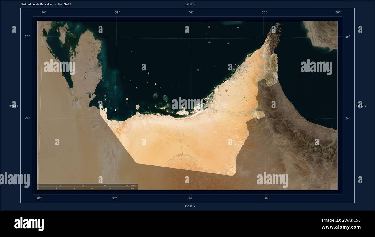 United Arab Emirates highlighted on a low resolution satellite map map ...