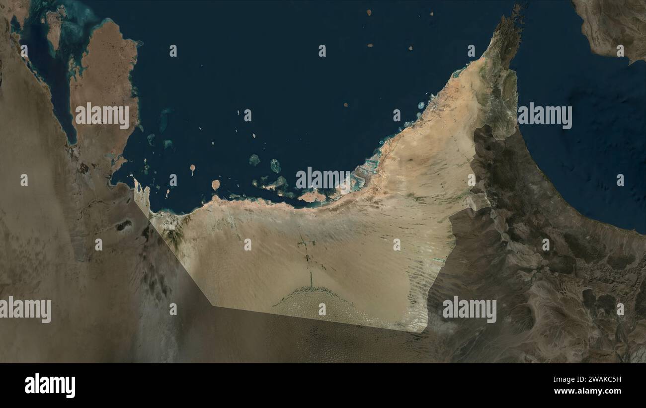 United Arab Emirates highlighted on a high resolution satellite map ...
