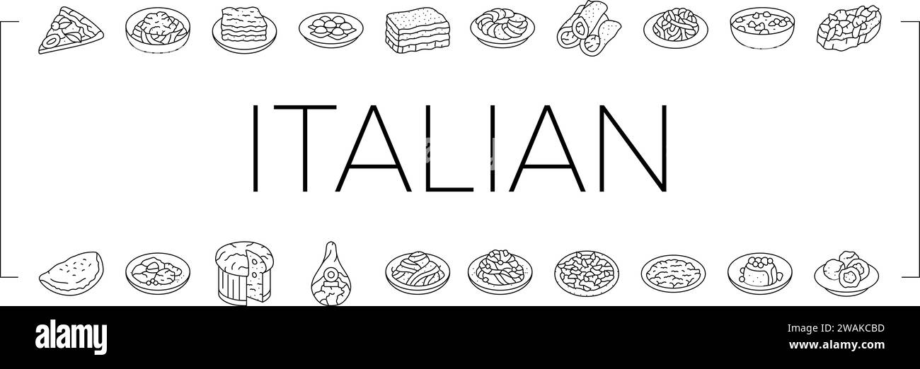 italian cuisine food pasta icons set vector Stock Vector Image & Art ...