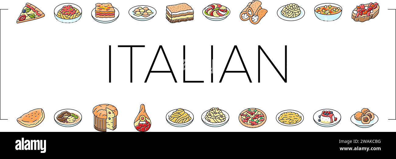 italian cuisine food pasta icons set vector Stock Vector Image & Art ...