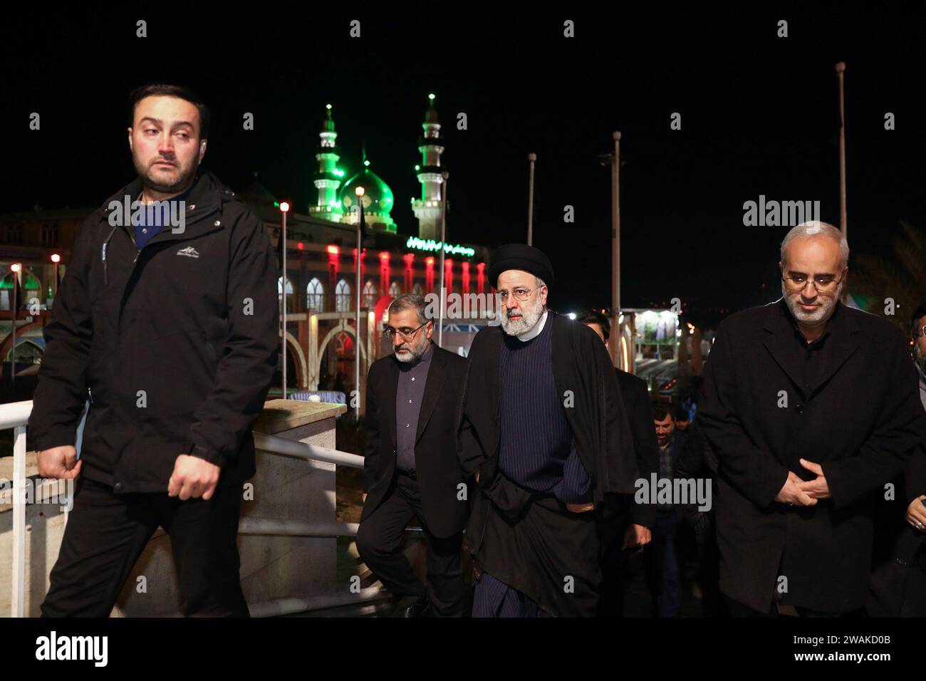 Kerman, Iran. 5th Jan, 2024. Iranian President EBRAHIM RAISI (C ...