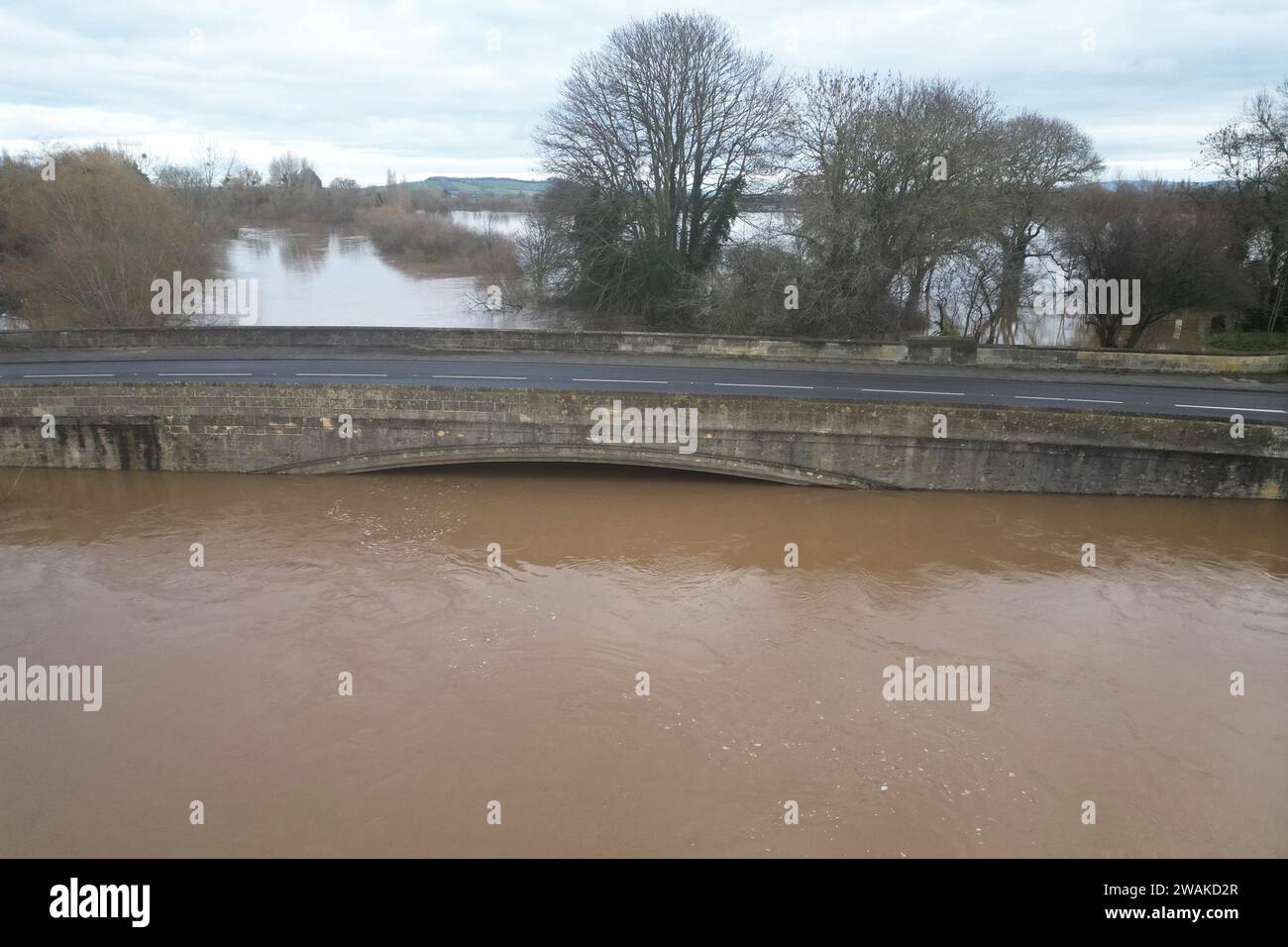 Storm Henk flooding at the village of Maisemore, near Gloucester ...