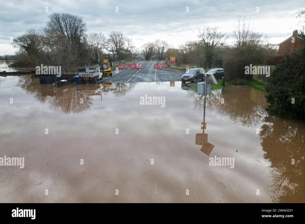 Storm Henk flooding at the village of Maisemore, near Gloucester ...