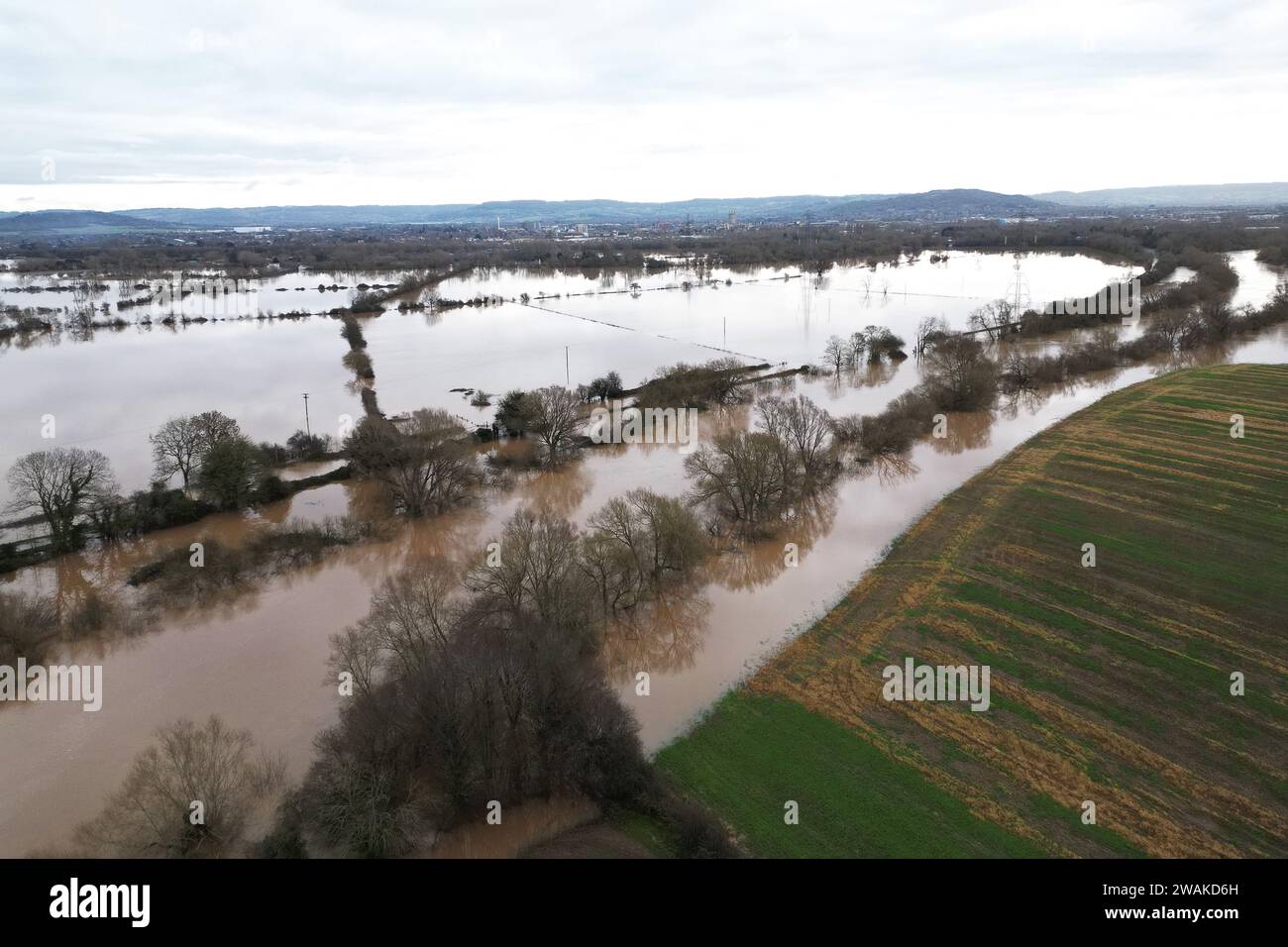 Storm Henk flooding at the village of Maisemore, near Gloucester ...
