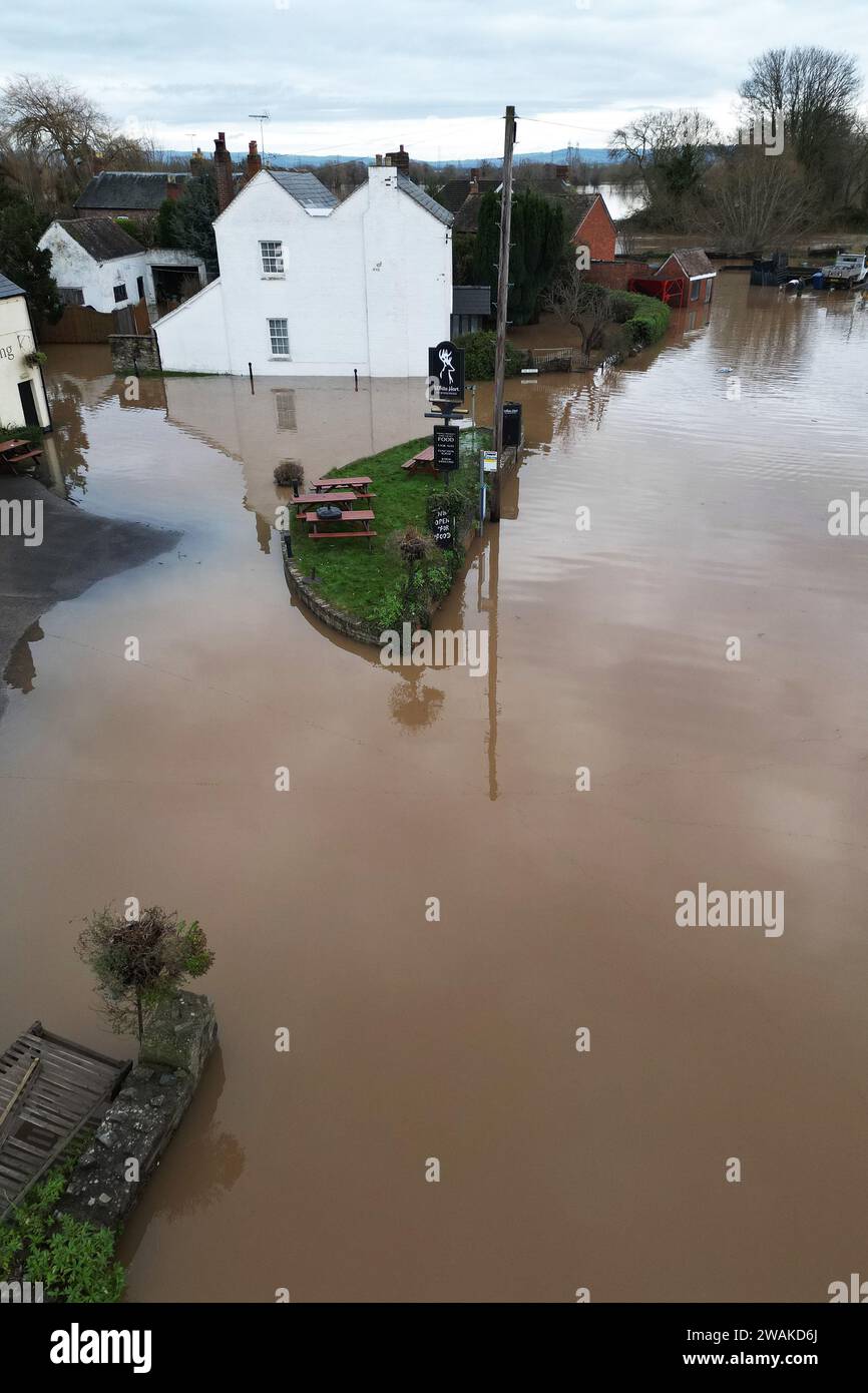 Storm Henk flooding at the village of Maisemore, near Gloucester ...