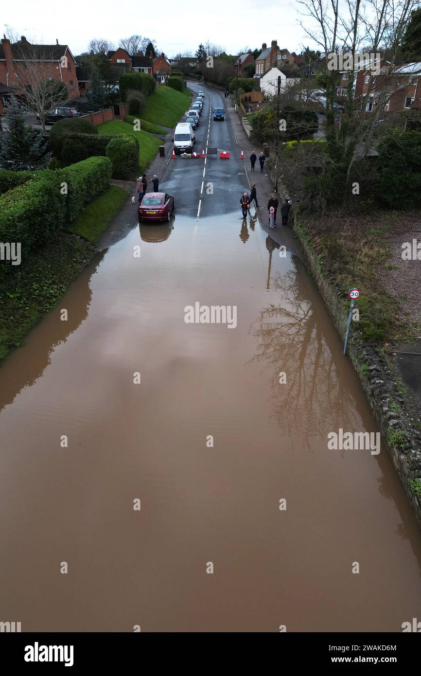 Storm Henk flooding at the village of Maisemore, near Gloucester ...