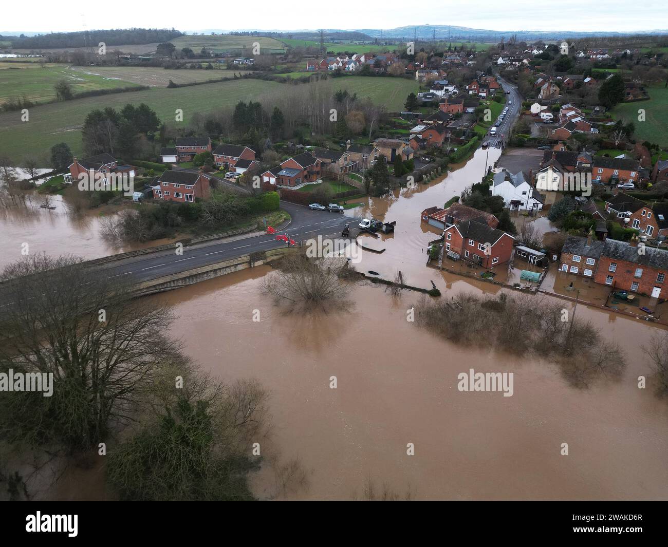 Storm Henk flooding at the village of Maisemore, near Gloucester ...