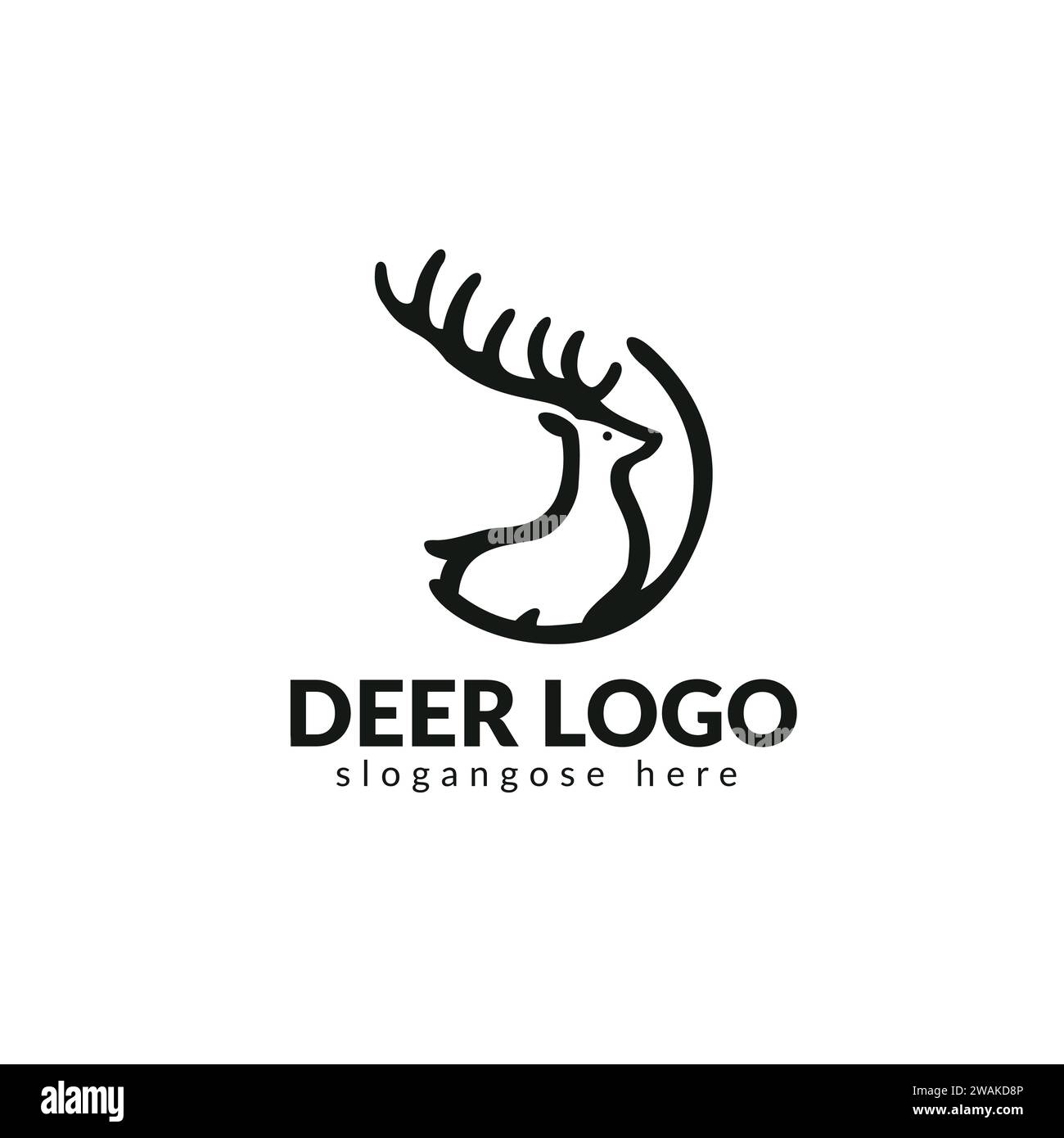 Elegant Monochrome Deer Logo Depicting Graceful Antlers For a Modern ...