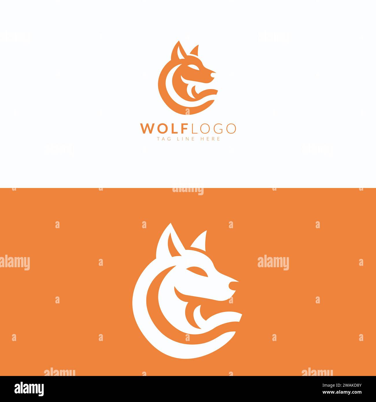 Minimalistic Wolf Logo Design In Orange and White Color Palette for ...