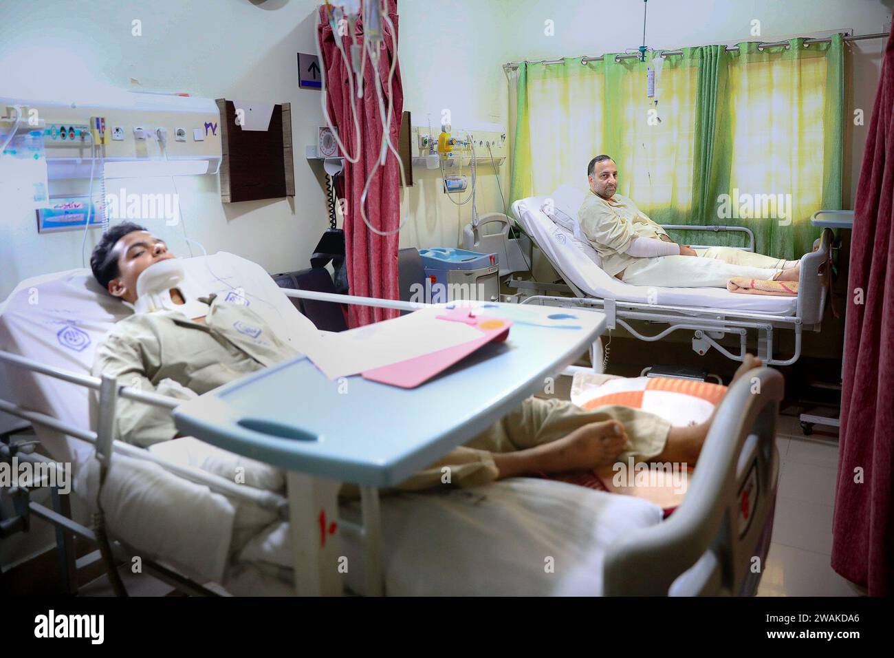 Kerman, Iran. 5th Jan, 2024. Two wounded persons in the recent ...