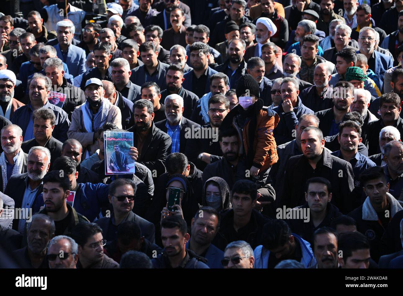 Kerman, Iran. 5th Jan, 2024. Iranians attend the funeral ceremony for ...