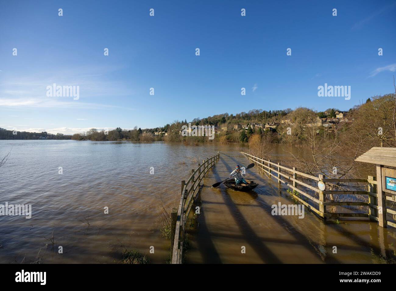 Scarlet Henderson takes to the flood water in her home made coracle ...