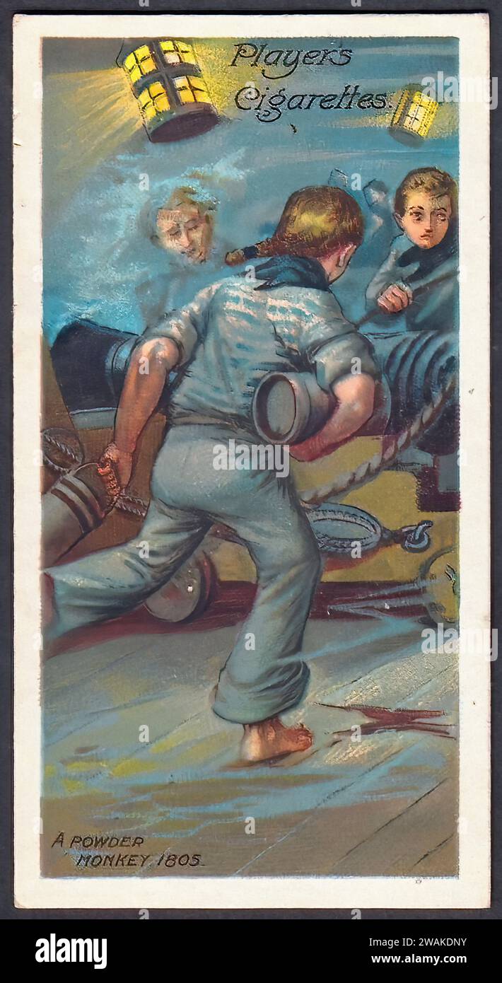A Powder Monkey in 1805 - Vintage Cigarette Card Illustration Stock ...