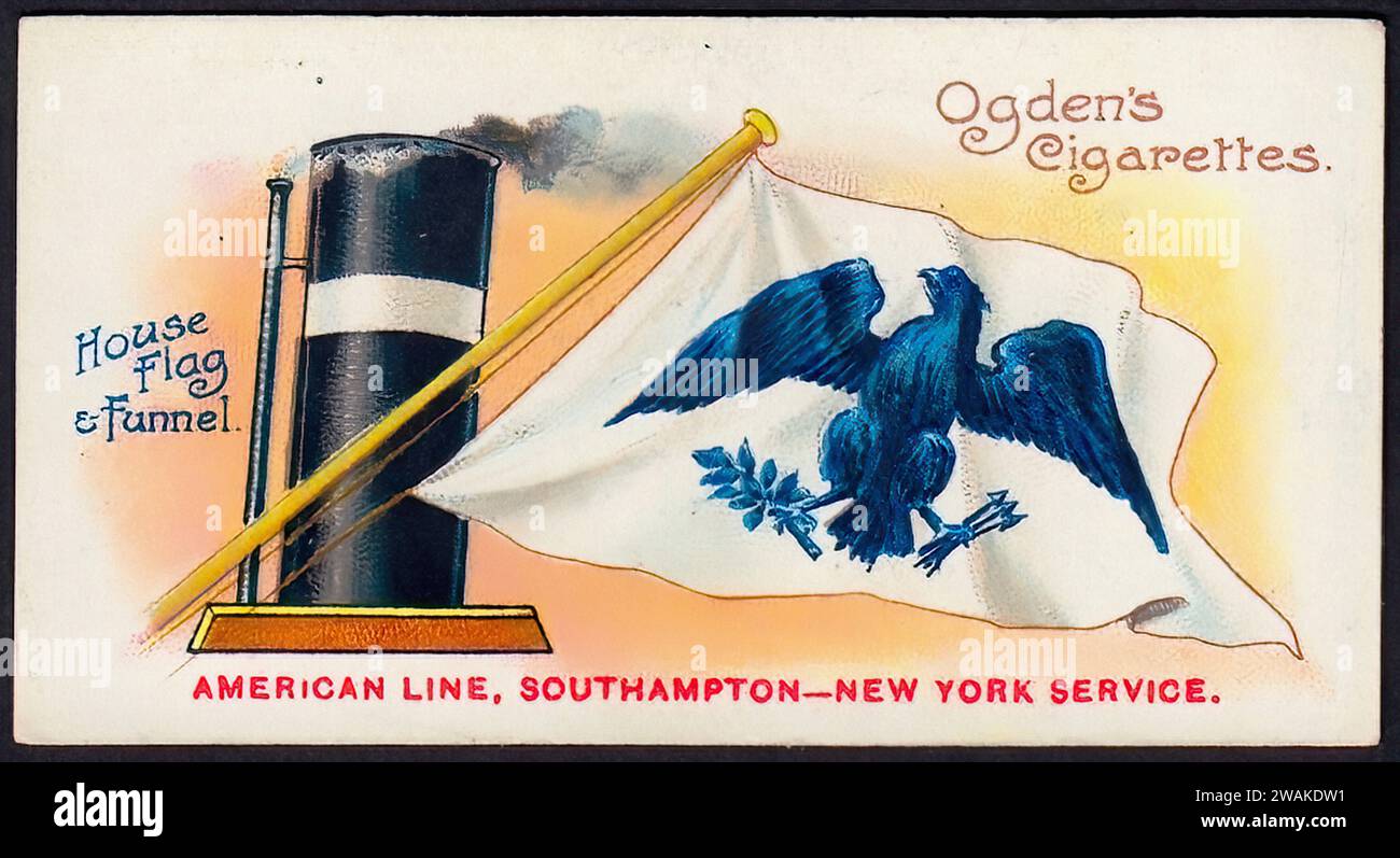 American Line - Vintage Cigarette Card Illustration Stock Photo - Alamy