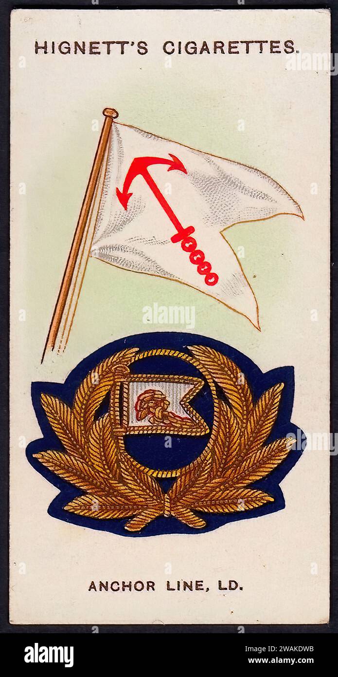 Anchor Line - Vintage Cigarette Card Illustration Stock Photo - Alamy