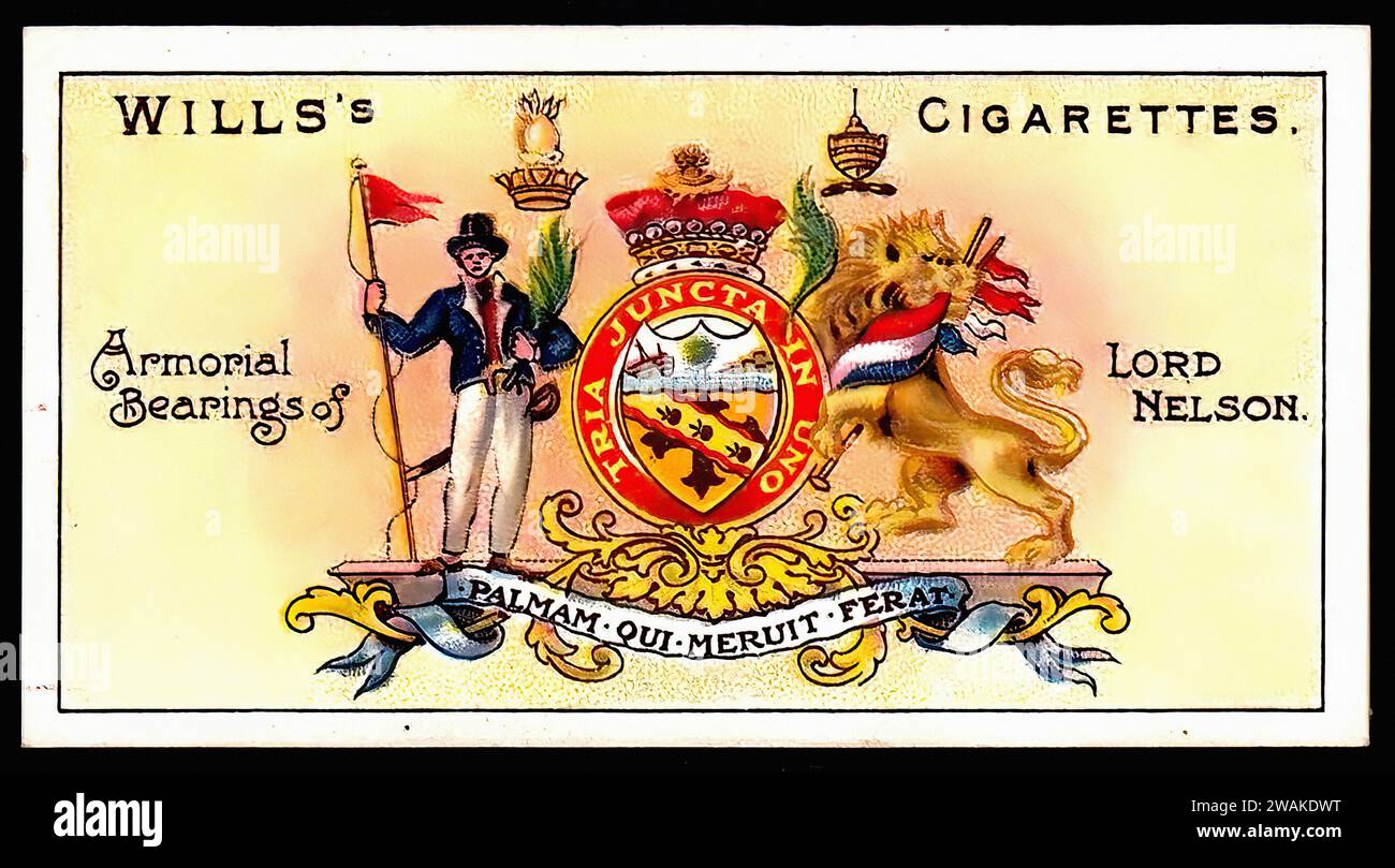 Armorial Bearings of Lord Nelson - Vintage Cigarette Card Illustration ...