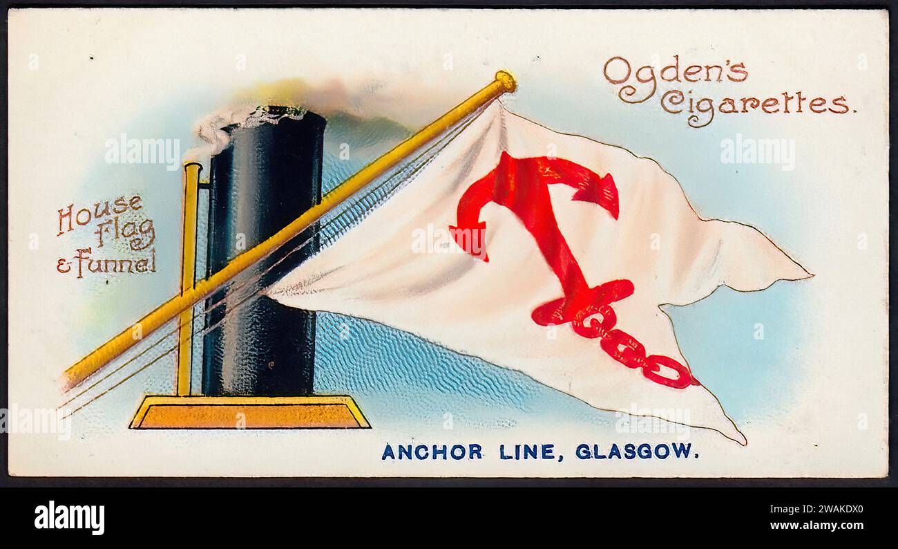 Anchor Line, Glasgow - Vintage Cigarette Card Illustration Stock Photo ...