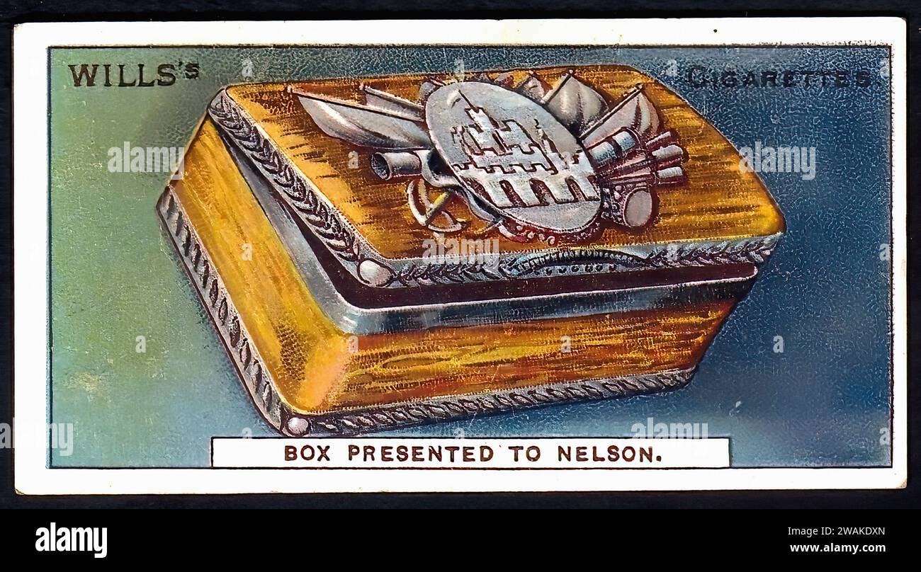 Box Presented to Nelson - Vintage Cigarette Card Illustration Stock ...