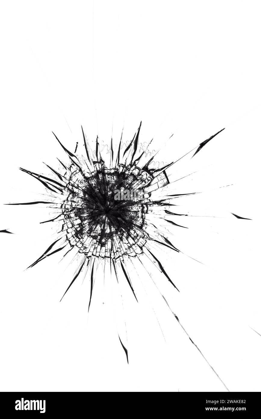 Spot of cracks, texture on white smartphone screen. Broken phone screen ...