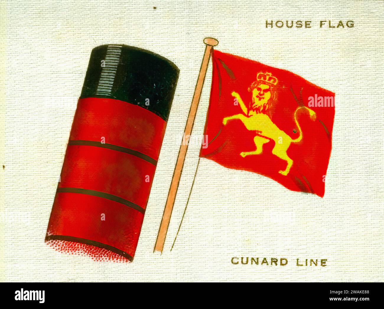 Flag & Funnel, Cunard Line - Vintage Cigarette Card Silk Illustration ...