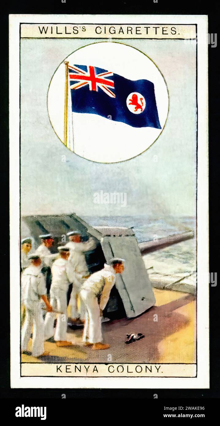 Flag of Kenya Colony - Vintage Cigarette Card Illustration Stock Photo ...