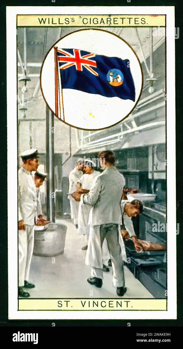 Flag of St Vincent - Vintage Cigarette Card Illustration Stock Photo ...