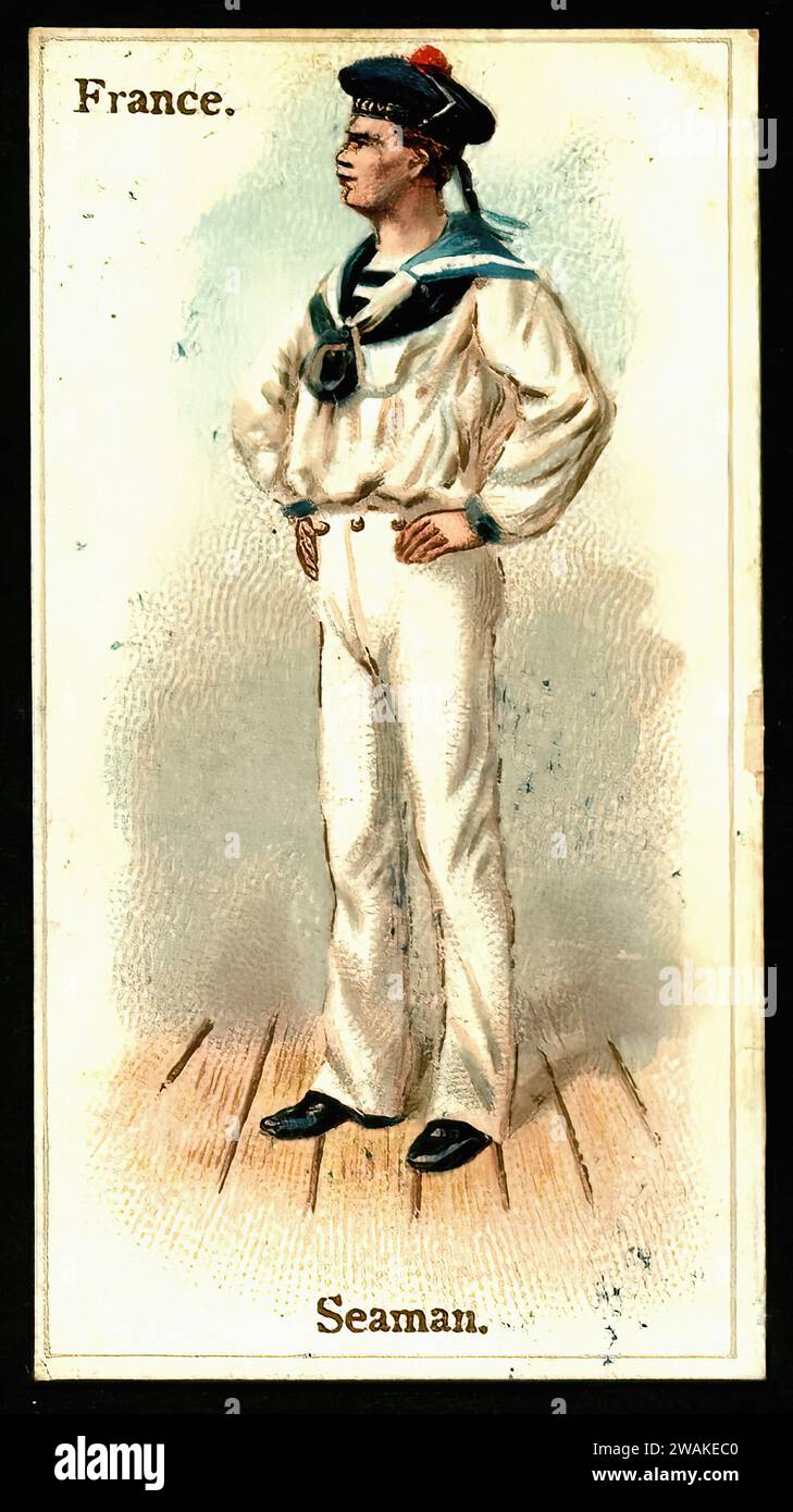 French Seaman 1894 - Vintage Cigarette Card Illustration Stock Photo ...