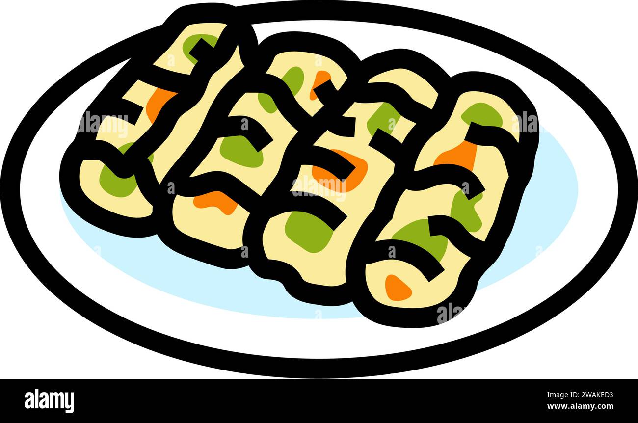 spring rolls chinese cuisine color icon vector illustration Stock ...