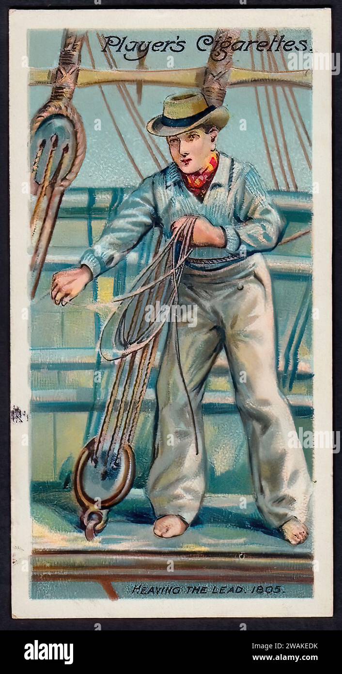 Heaving the Lead, 1805 - Vintage Cigarette Card Illustration Stock ...