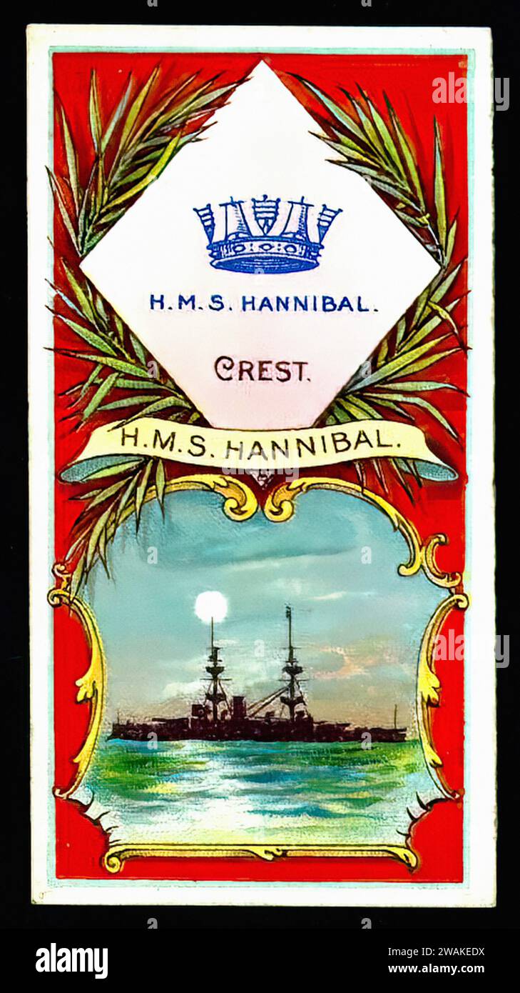 HMS Hannibal - Vintage Cigarette Card Illustration Stock Photo - Alamy