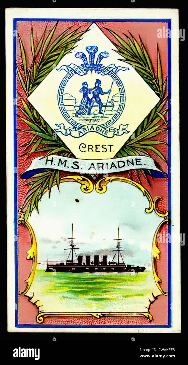 HMS Ariadne - Vintage Cigarette Card Illustration Stock Photo - Alamy