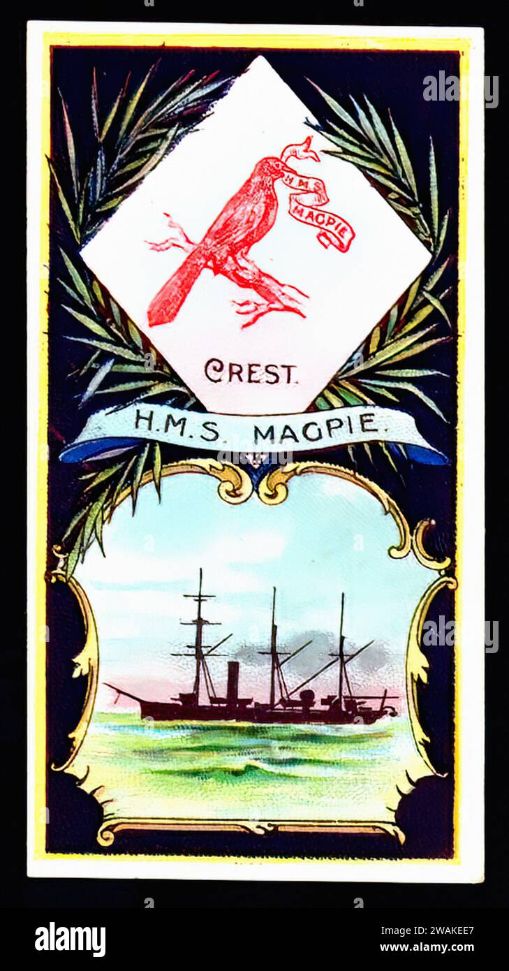 HMS Magpie - Vintage Cigarette Card Illustration Stock Photo - Alamy